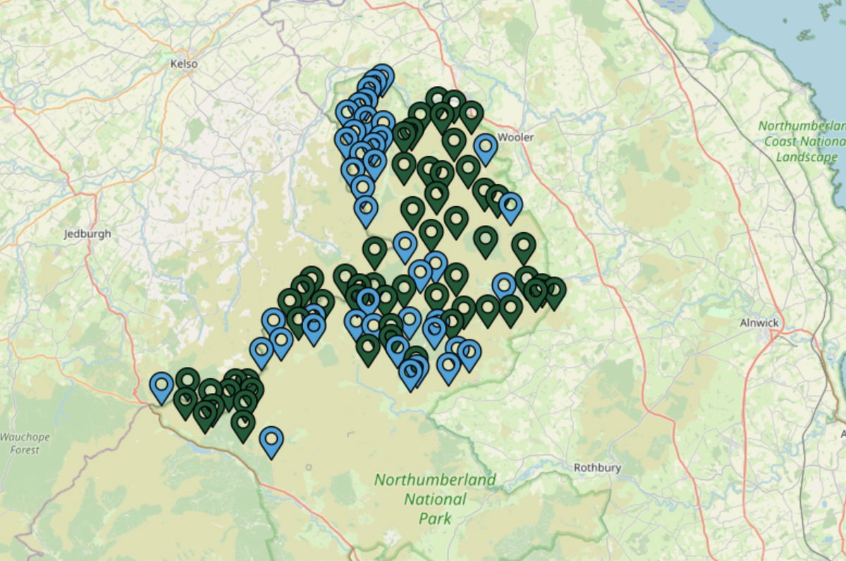 A Map Of The Cheviot 99 Challenge Hills