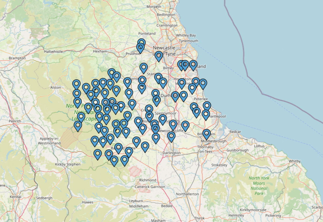 A Map Of County Durham Trig Points